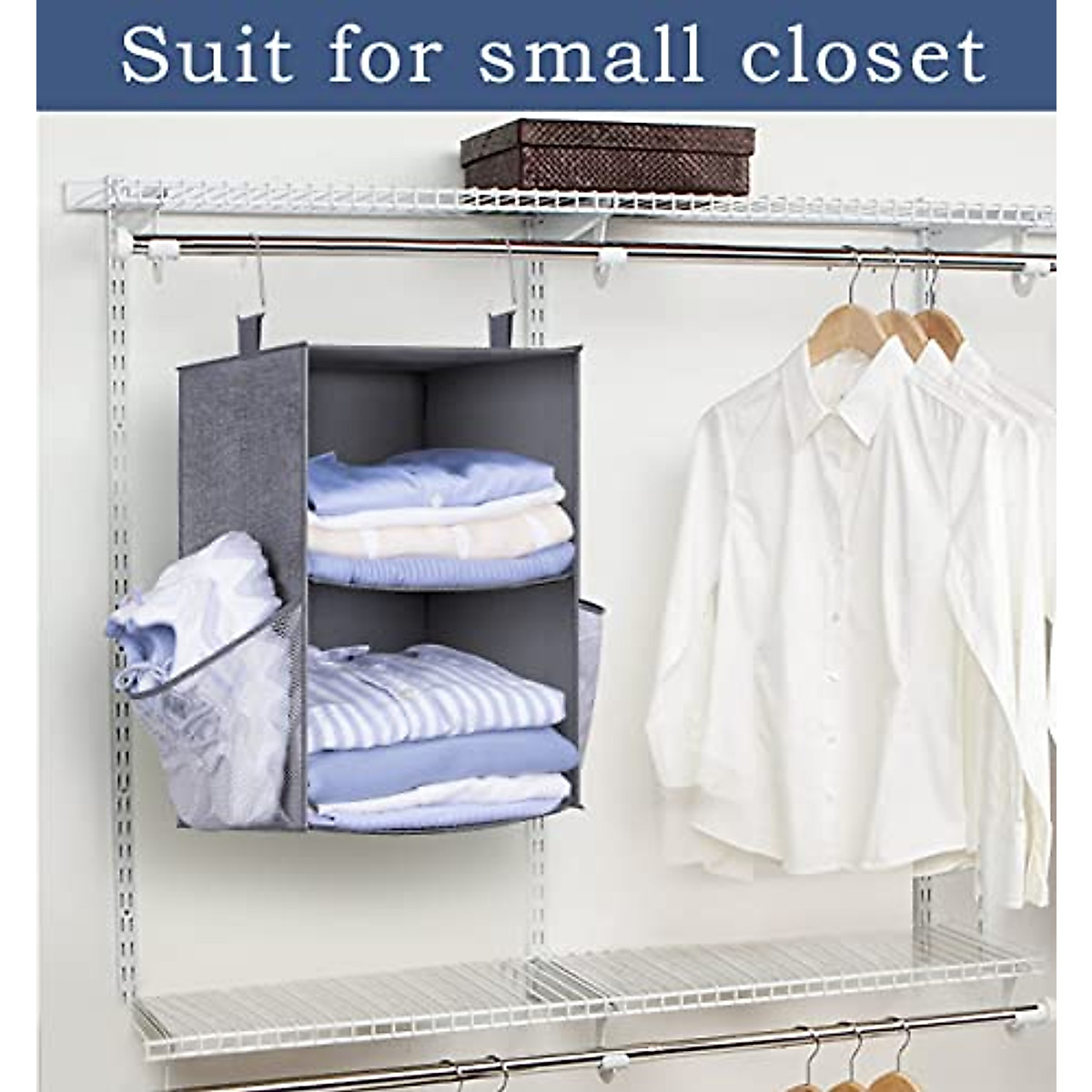 KEETDY 43" Hanging Garment Bags for Closet Storage and 2-Shelf Small Hanging Closet Organizers