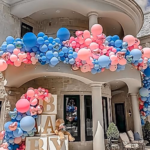 Blue Pink Balloon Garland Kit, 139Pcs Macaron Blue Hot Pink Balloon Arch Kit Latex Balloons 18/12/10/5 inch Different Sizes Balloon for Wedding Birthday Baby Shower Party Decorations