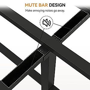 IDEALHOUSE Queen Size Bed Frame with Rattan Headboard and Footboard, Platform Bed Frame with Safe Rounded Corners, Strong Metal Slats Support, Mattress Foundation, Noise-Free, No Box Spring Needed