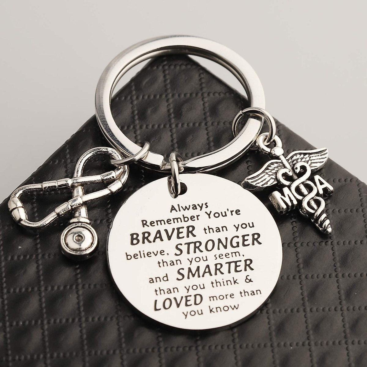 Medical Assistant keychains MA Gift Medical Assistant Graduation Gift Med School MA Inspiration Gifts You are Braver Stronger Smarter Than You Think (keychain)
