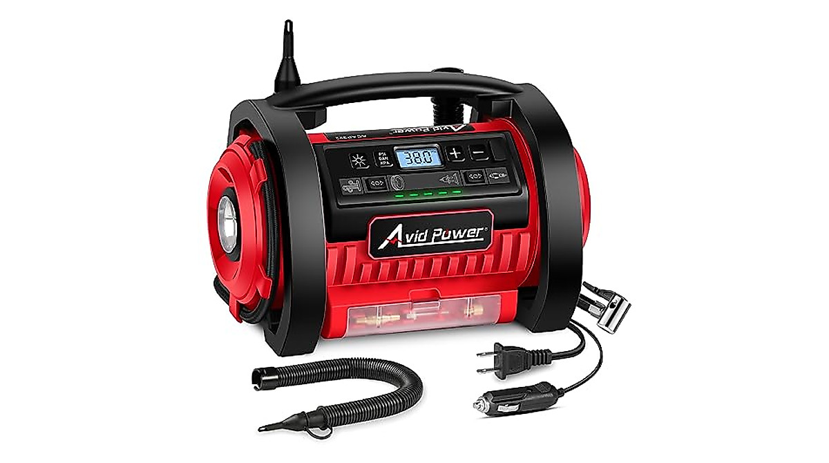 AVID POWER Tire Inflator Portable Air Compressor, 12V DC / 120V AC Car ...