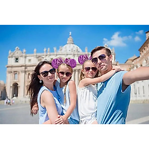 WW-WONDERFULWORLD Purple Mouse Ears Headbands With Bow & Snowflake & Girls Sequins, for Cartoon Princess Costume Cosplay Decoration, Glitter Christmas Party for Kids & Women; PR (Soft Flannel)