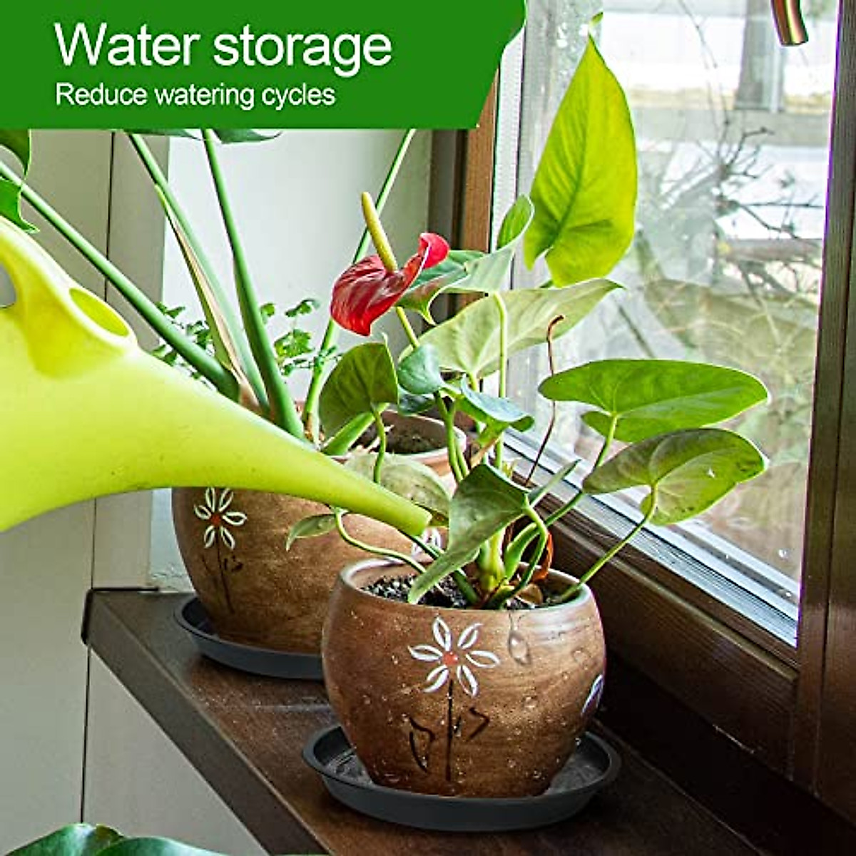 12Pack Plant Saucer - 6 8 10 Inch Plant Tray Round Plastic Plant Drip Trays for Indoor Outdoor Garden Plants, Collects Flower Pot Drainage and Excess Water