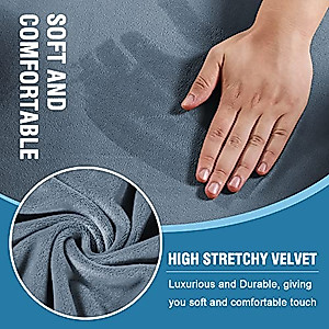 H.VERSAILTEX Sofa Cover 3 Piece T Cushion Loveseat Slipcovers Thick Velvet Couch Cover Stretch T Cushion Sofa Covers for 2 Cushion Couch with 2 Individual T Cushion Covers Washable, Stone Blue