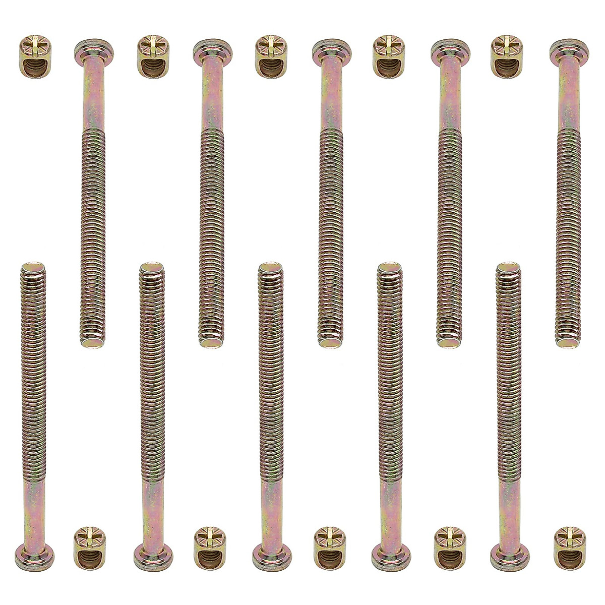 Coufce 10Pcs M6 x 80mm Bunk Bed Bolts,Hex Drive Socket Cap Furniture Bolts Barrel Nuts Set for Headboard, Bed Frame,Furniture (Zinc Plated)