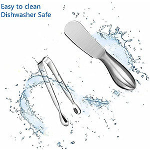 sweetfamily Spreader Knife Set,6-Piece Cheese and Butter Spreader Knives,Mini Serving Tongs,Stainless Steel Multipurpose Butter Knives