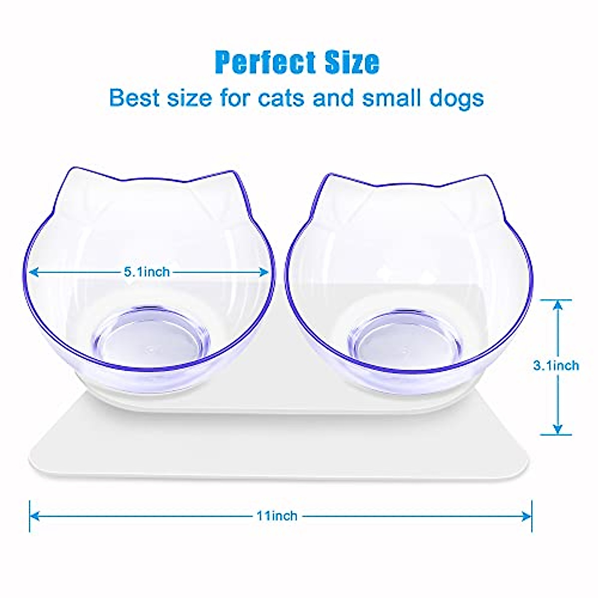 UPSKY Cat Bowls Elevated Cat Food Water Bowls Set, 15° Tilted Raised Cat Bowls, Anti Vomiting Cat Dish Pet Feeder Bowls with Stand for Indoor Cats and Small Dogs