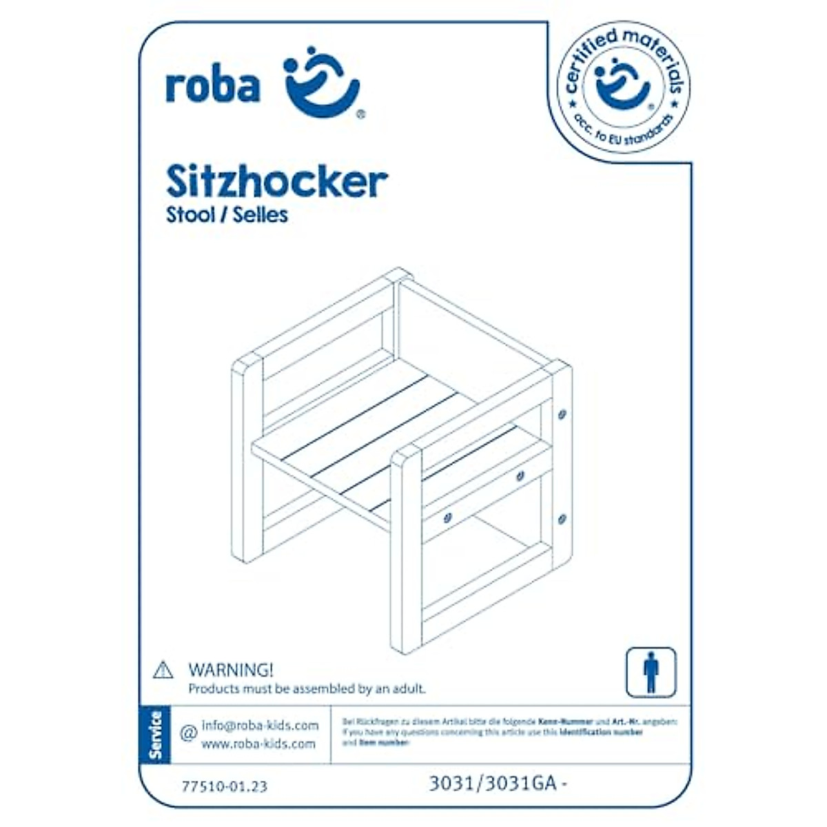 Roba: Country-Farmhouse Chair: White Wood - Chic Children’s Chair, Adjustable Seat Height, Converts Into A Table, Toddler & Kids, Ages 2+