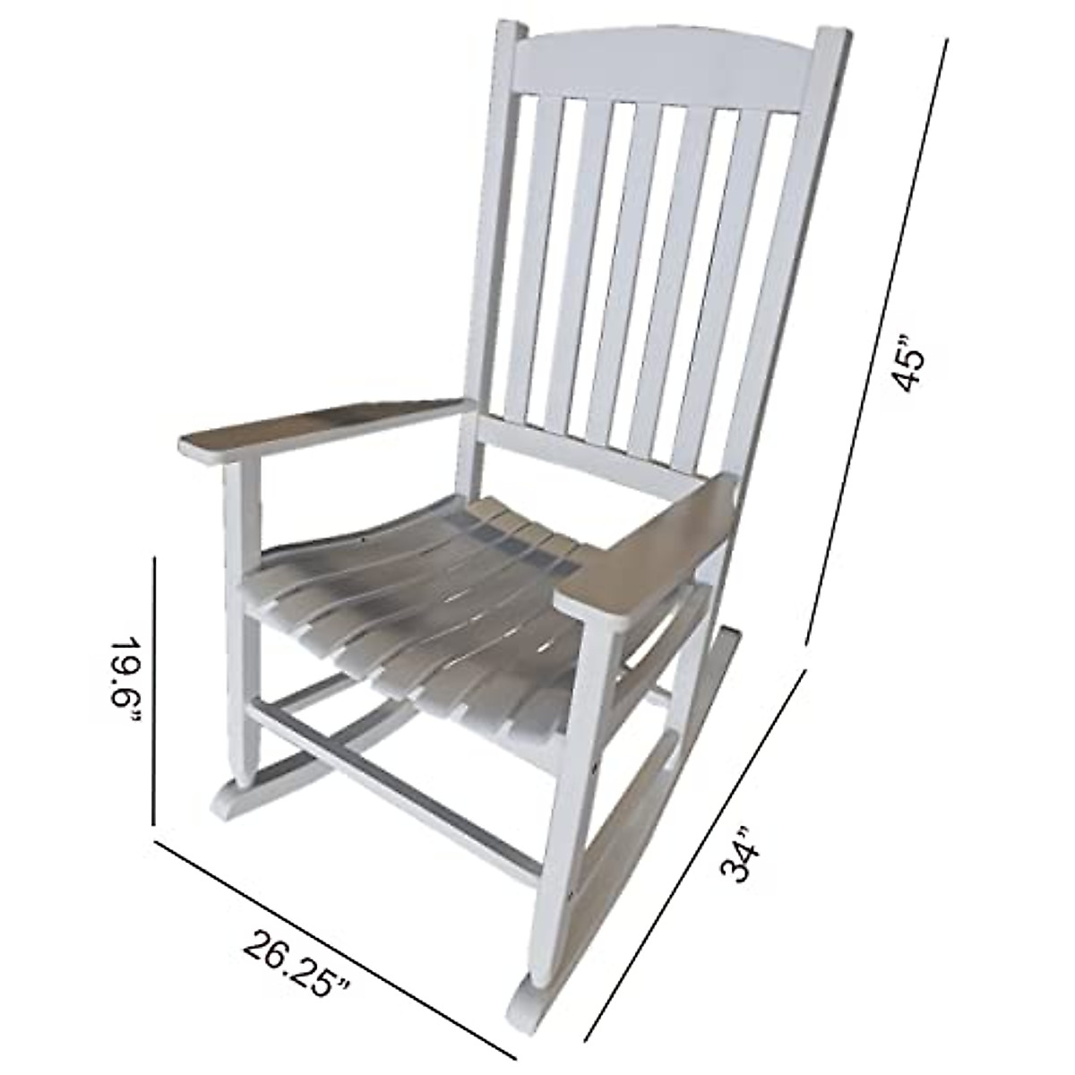 NOrhi Outdoor Wood Porch Rocking Chair, White Color, Weather Resistant Finish
