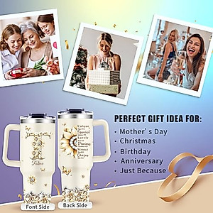 Personalized Sunflower Birthday Gifts for Women, Monogrammed 40oz Customized Tumblers Gifts with Initial Name for Grandma Mom Aunt Sister on Mothers Day, Custom Name Cups Gift for Her Female,08