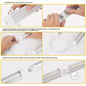 Giwsge 4FT LED Shop Light for Workshop Garage 12-Pack 50W 5000K Daylight White Super Bright 7500LM, Linkable, Link Max 6 Lights, Plug in Play Long Life