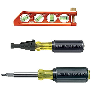 Klein Tools 80073 Reaming Driver Kit with Conduit Reamer & 935AB1V Level, 2.5-Inch Conduit Bending Level, 1 Vial, ACCU-BEND Level Eliminates Dog-Legs in Offsets and Saddle Bends