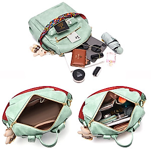 Soperwillton Women Backpack Purse Multipurpose Design Handbags Shoulder Bag PU Leather Travel bag Backpack Set 2pcs