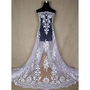 Special Design La Belleza Beading lace Fabric 53" Width Beautiful Patterns Easy to Cut for Wedding Dress Pure White lace Fabric 2 Yards