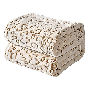 FY FIBER HOUSE Flannel Fleece Throw Blanket, Lightweight Cozy Plush Microfiber Bedspreads for Adults,60"X80",Brown Leopard