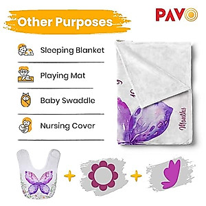 Pavo Premium Sunflower Milestone Blanket for Baby Girls - Includes Exclusive Leaf Frame - Personalized Monthly Baby Milestone Blanket for Newborn Essential - 60"x40" Sunflower Baby Girl Stuff