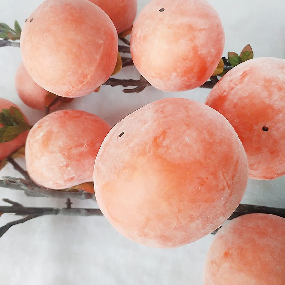 Junzixiao Artificial Persimmon Tree Branches Fake Fruit Home Wedding Decor Artificial Flowers Garden Hotel Office Home Farmhouse Decor One Branch per Pack (Orange, 35.43)