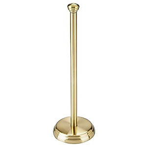mDesign Metal Free-Standing Toilet Paper Holder with Stainless Steel Tube, Stand with Storage Roller Organizer for Bathroom Cabinet - Holds 3 Rolls Toilet Tissue - Hyde Collection - Soft Brass