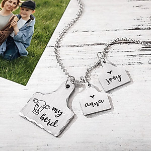 callie Personalized Cow Ear Tag Necklace for Mom, Custom Cattle Jewelry for Women, Mother's Day Birthday Gift