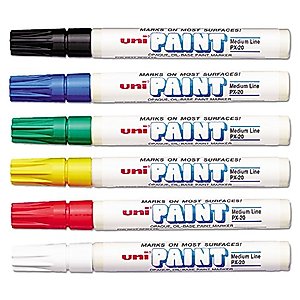 Uni-Paint Oil Based Marker, Medium Point, Assorted Inks,63630, 6/Set