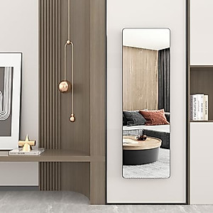 LVZORY Wall Mounted Full Length Mirror, 39"x12" Over The Door, Body Mirror for Bedroom (Black)