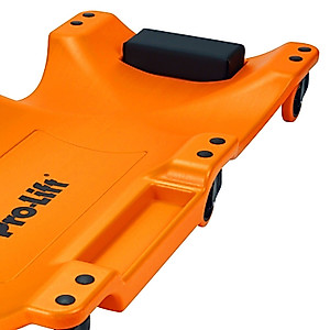 Pro-Lift Mechanic Plastic Creeper 40 Inch - Blow Molded Ergonomic HDPE Body with Padded Headrest & Dual Tool Trays - 350 Lbs Capacity Orange
