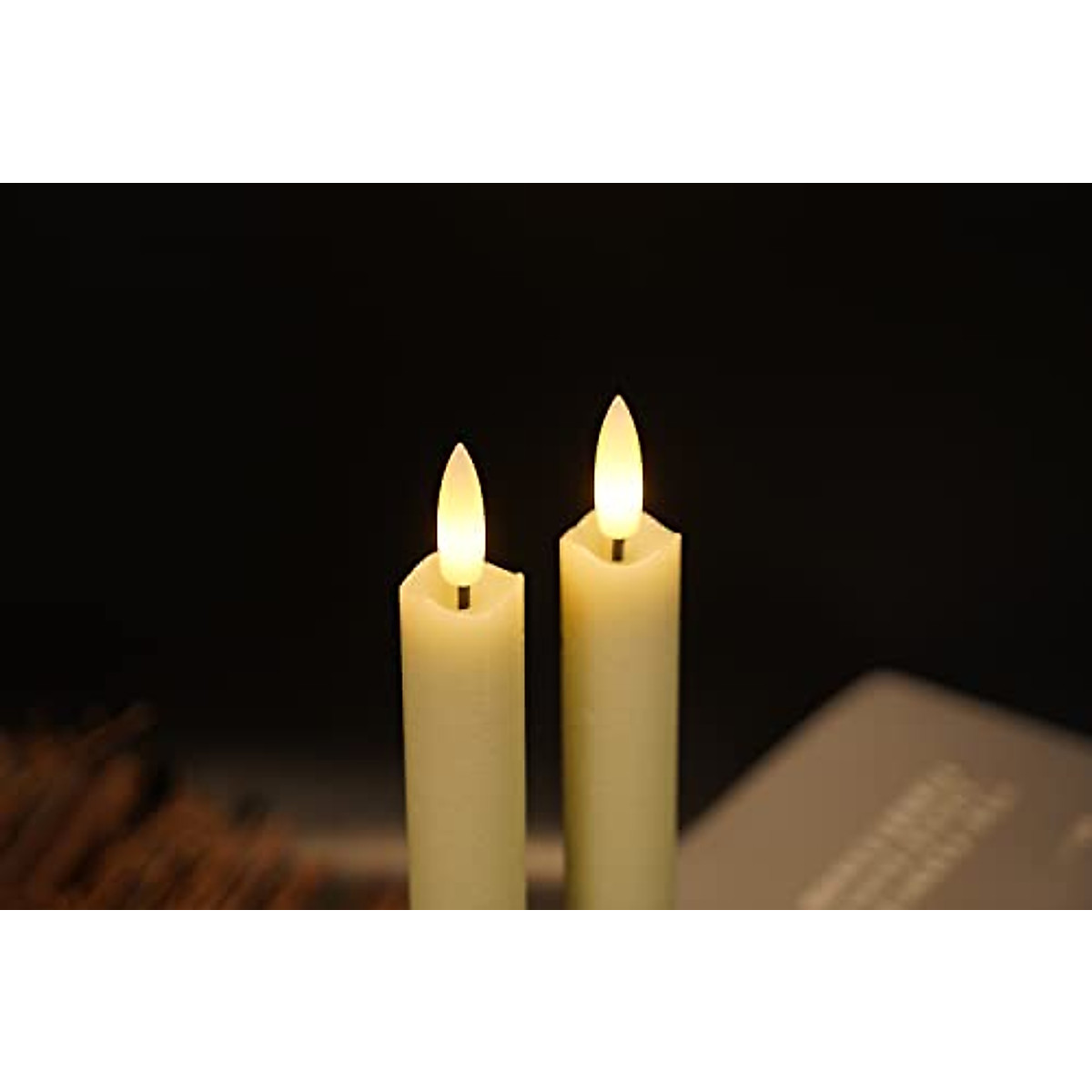 Stmarry Flickering Flameless Taper Candles with Remote - 10 Inch LED Candlesticks, Realistic 3D Flame with Wick, Ivory Real Wax, Spring Home Decor, Automatic Timer - Set of 6