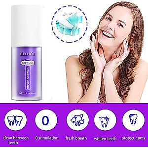 2Pcs Purple Toothpaste for Teeth whitening, Teeth Whitening Toothpaste Tooth Correction Whitening Toothpaste Conceals Stains Improves Teeth Brightness Reduce Yellowing