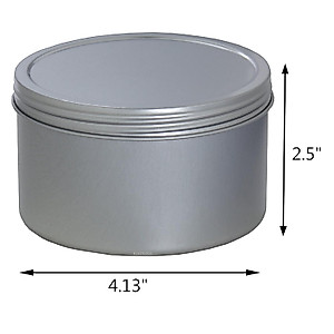 JUVITUS 8 oz Metal Steel Tin Deep Container with Tight Sealed Twist Screwtop Cover (6 pack)