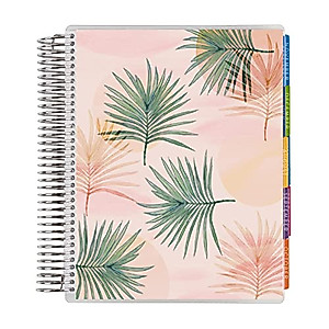7" x 9" Platinum Spiral Coiled Life Planner (July 2023 - December 2024) - Watercolor Palms Classic Cover + Inspire Interior Pages. Horizontal Weekly & Monthly Agenda by Erin Condren