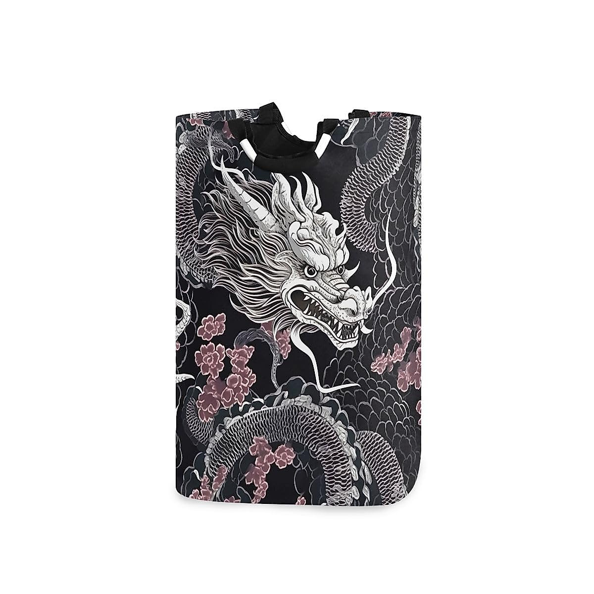 Nander Chinese Dragon Large Laundry Basket,Collapsible Laundry Bag, Foldable Laundry Hamper, Toy Storage Basket for Blankets, Towels, Books