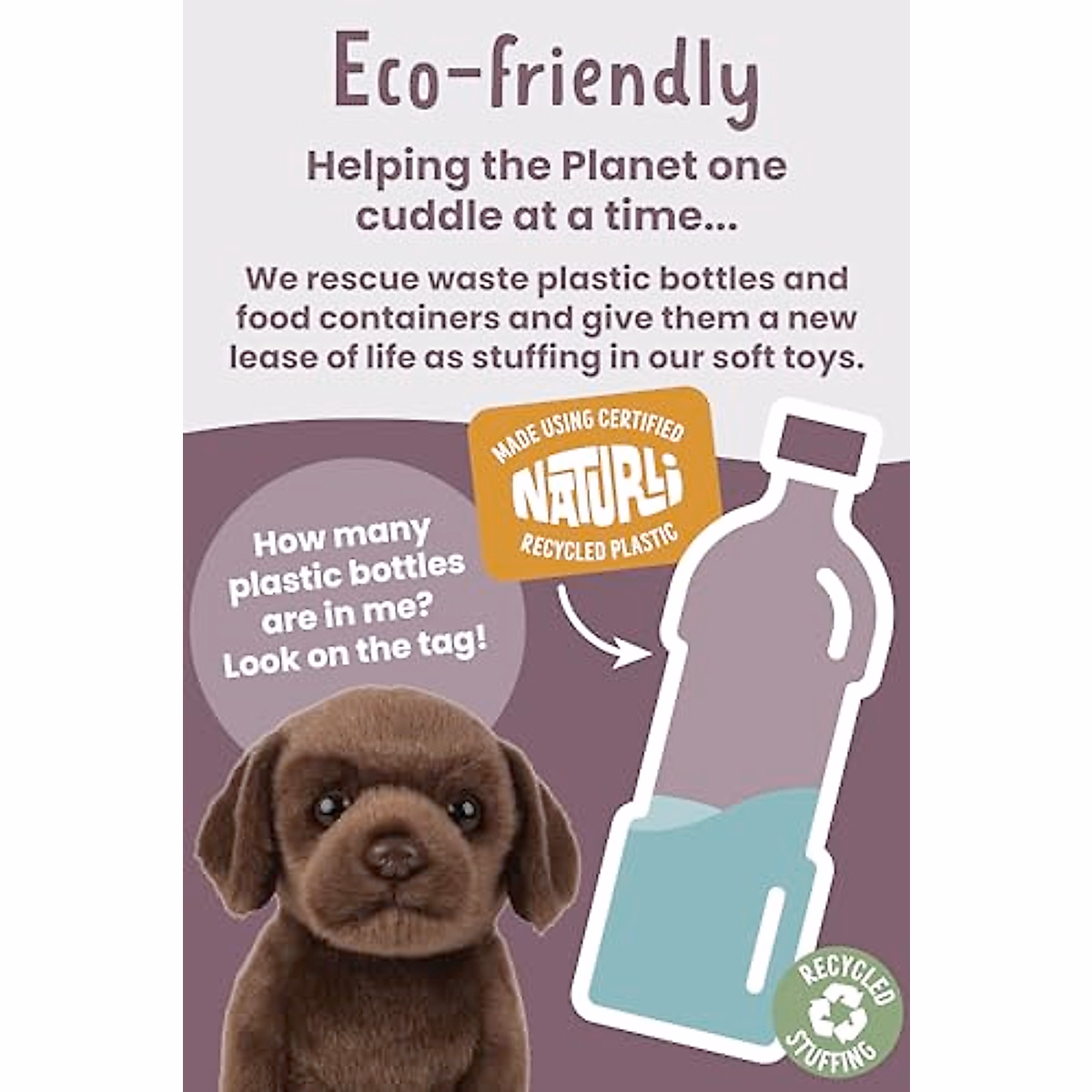 Living Nature Chocolate Labrador Puppy Stuffed Animal | Fluffy Dog Animal | Soft Toy Gift for Kids | 6 inches