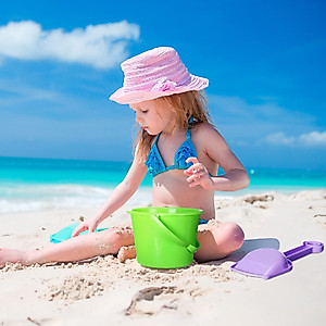 Junkin 24 Sets Beach Sand Buckets and Shovels for Kids Bulk 6.3" Small Beach Pails and Sand Toys for Summer Holiday Party- 24 Bucket+24 Shovels (Cute)