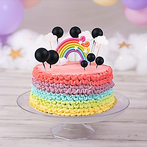 Gyufise 30Pcs Mini Balloon Cake Topper Foam Ball Cake Picks Cupcake Faux Pearl Balls DIY Cake Insert Topper Decoration for Anniversary Graduation Birthday Party Baby Shower Black