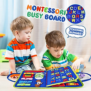 KMTJT Busy Board for Toddlers 2-4 | Montessori Toys for 1 2 3 4 Year Old | Sensory Toys for Toddlers 1-3 | Travel Educational Toys for Plane Car | Gifts Toys for Boys Girls