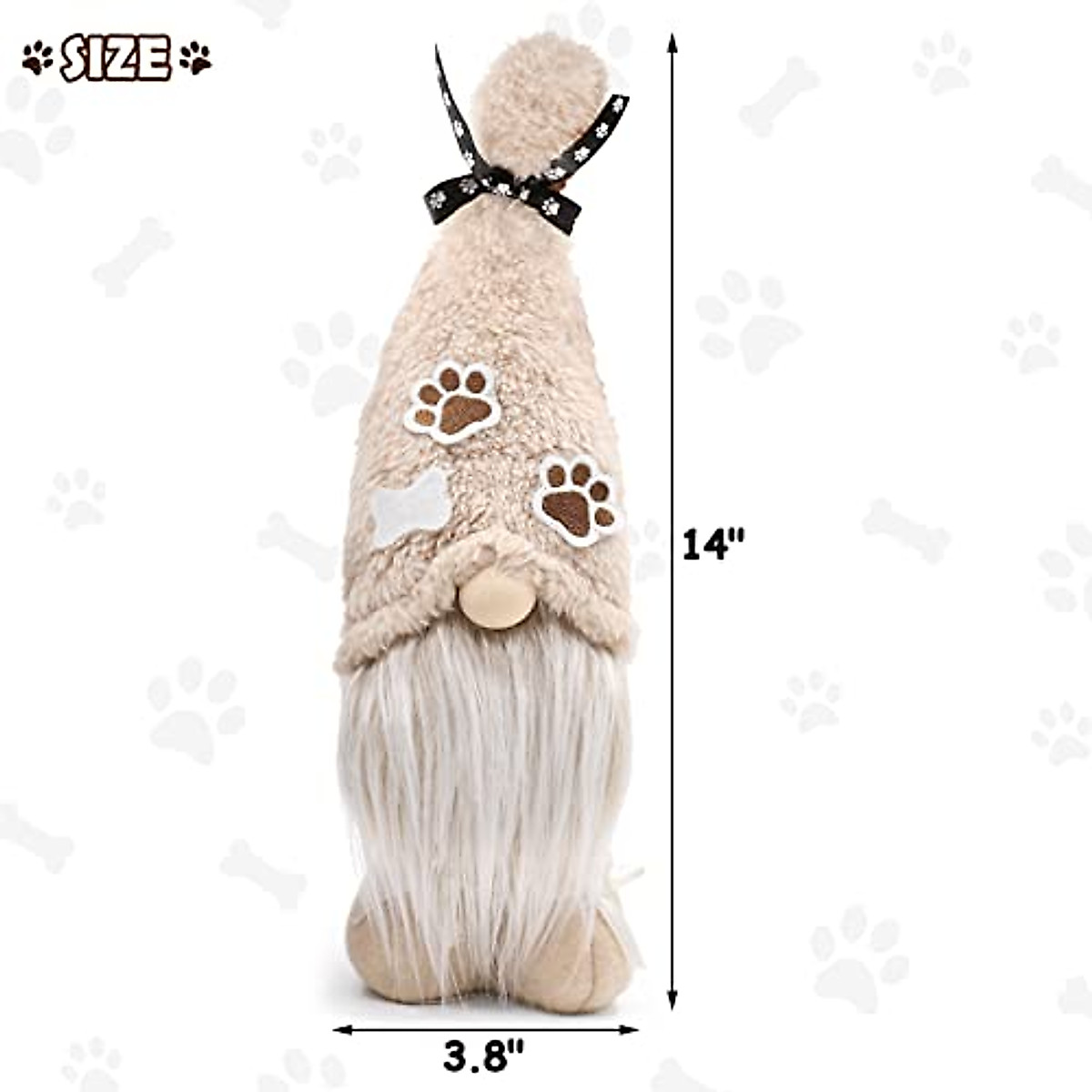 Dog Gnomes Paws Doll Gnomes Spring Stuffed Gnomes Swedish Tomte Puppy Tiered Tray Decoration Handmade Scandinavian Figurine Nordic Plush Spring Summer Farmhouse Home Decor Gift for Dog Lover