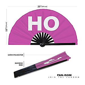 Ho hand fan foldable bamboo circuit hand fan funny gag slang words expressions statement gifts Festival accessories Rave handheld Circuit event fan Clack fans (Pink)