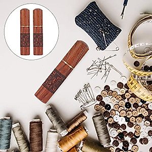Wooden Needle Case Needle Tubes: Wood Sewing Needles Holder Container Storage Case 2pcs Toothpick Storage Box for Sewing Supplies Storage