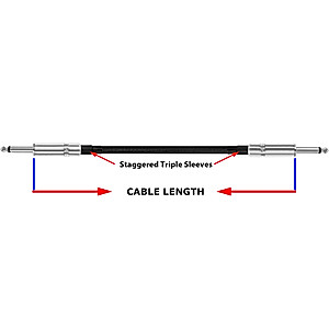 Audioblast - 2 Units - 18 Foot - HQ-1 - Braid(Black) Flexible - Dual Shielded(100%) - Guitar Instrument Effects Pedal Patch Cable w/Eminence Straight ¼ inch(6.35mm) TS Plugs & Double Staggered Boots