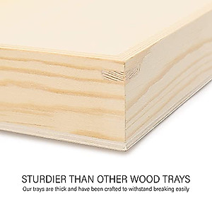 LotFancy Wooden Nested Serving Trays, Set of 5, Unfinished Natural Wood Trays with Handles, for Craft and Decor, Food Organizer for Breakfast, Lunch, Dinner