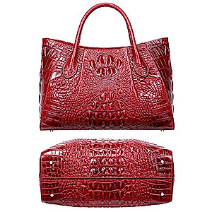 PIJUSHI Women Handbags Crocodile Purse Designer Top Handle Satchel Handbags For Women (5002A, Red)