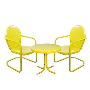 Northlight 3-Piece Retro Metal Tulip Chairs and Side Table Outdoor Set, 34", Yellow