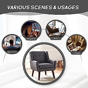 HUIMO Accent Chair, Arm Chair Set of 2, Button Tufted Upholstered Reading Chair, Linen Fabric Mid Century Modern Chairs for Bedroom, Living Room Chair, Comfy Sofa Chair(2, Grey)