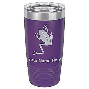 LaserGram 20oz Vacuum Insulated Tumbler Mug, Tree Frog, Personalized Engraving Included (Dark Purple)