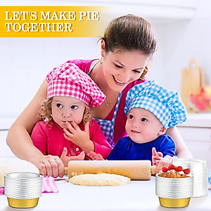 100 Pcs Aluminum Foil Cupcake Baking Cup with Lids Disposable 3 oz Mini Foil Baking Cups with Plastic Spoon, Muffin Liners, Ramekins for Dessert, Creme Brulee, Pudding Oven Pot Baking Kitchen Wedding