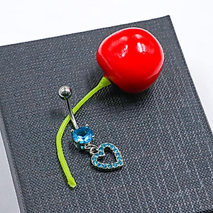 FLOGWE 2PCS 14G Belly Button Ring 316L Surgical Steel Heart Butterfly Pendant Belly Button Ring CZ Body Piercing Jewelry for Women