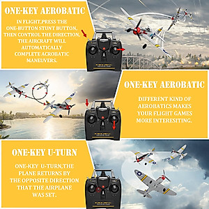 28°C Remote Control Airplanes, 4-CH RC Plane Ready to Fly P47 Radio Controlled Aircraft for Beginners with Xpilot Stabilization System, One Key Aerobatic Airplane(76116 RTF)
