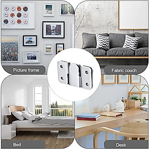 Angoily 15 Pairs Frame Hanger Picture Frame Backing Clips Interlocking Photo Frame Hook Mirror Brackets Interlocking Hooks Mirror Mount Keyhole Bracket Back Clip French Stainless Steel