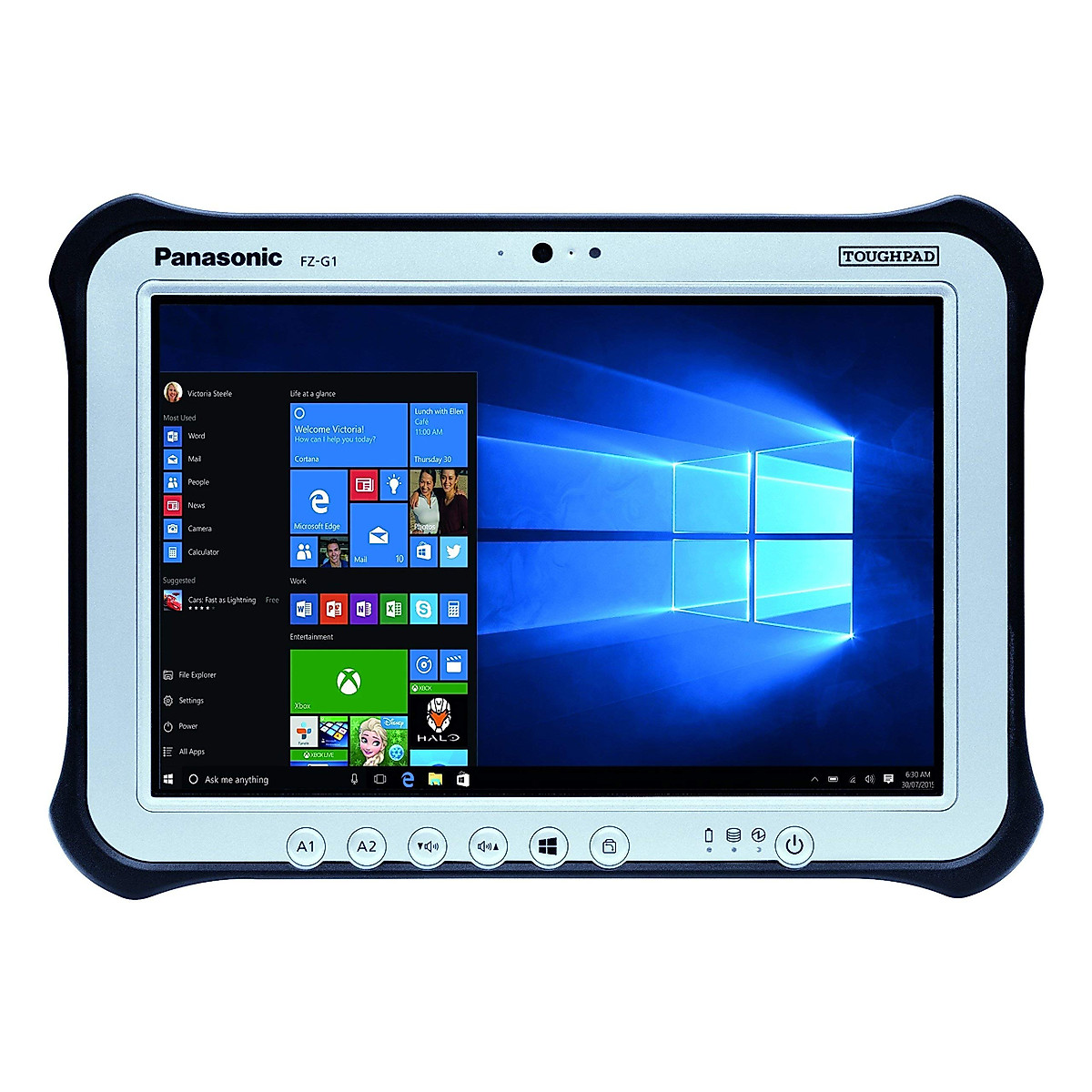 Panasonic Toughpad G1, FZ-G1 MK3, Core i5-5300U 2.30GHz, 10.1 WUXGA Multi Touch + Digitizer, 8GB, 128GB SSD, WiFi, Bluetooth, 4G LTE, Dual Pass, 2D Barcode Laser, 2 Cameras, Windows 10 Pro (Renewed)