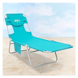 #WEJOY Chaise Lounge Chair with Face Arm Hole Foldable Patio Sun Chair with Adjustable Backrest and Padded Pillow Heavy Duty Folding Beach Lounger for Camping Sunbathing Lawn Pool Garden Yard